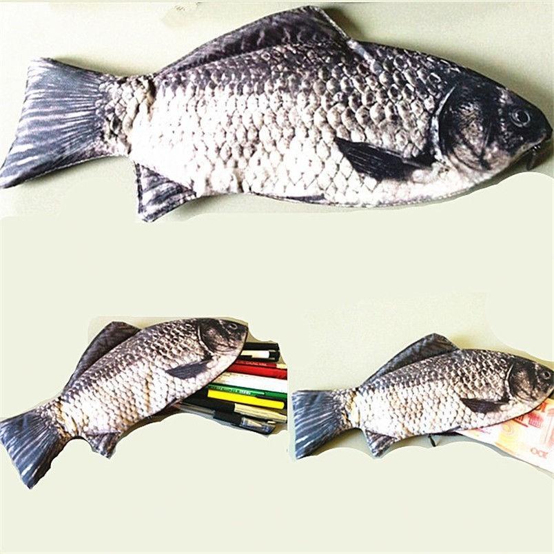 Buy Carp Pen Bag Realistic Fish Shaped Pencil Case Storage Bag Make-up ...