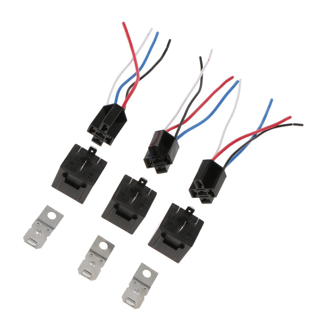 Buy DC 12V Car SPST Automotive Relay 4 Pin Wires with Harness Socket 40 ...
