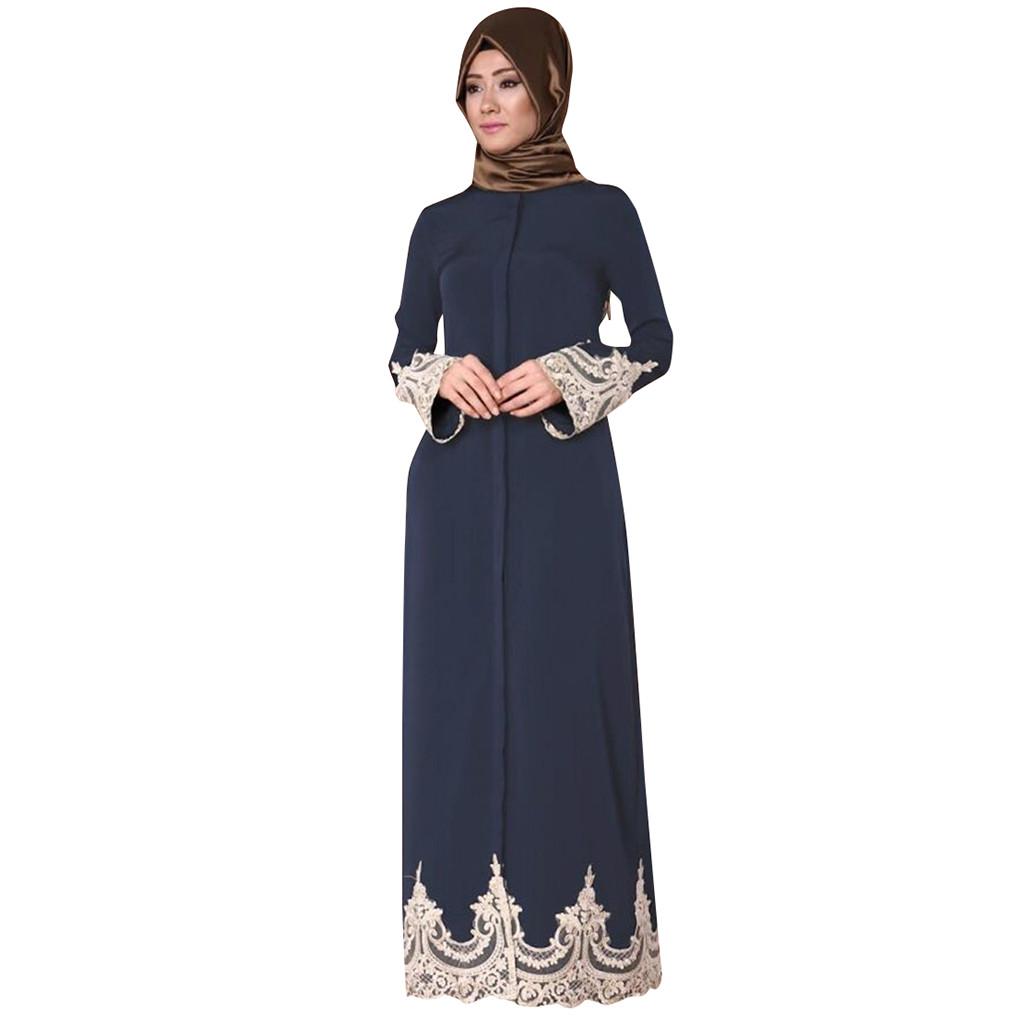 Buy Middle Eastern Turkish Fashion Full Buckle Muslim Lace Robes Muslim ...