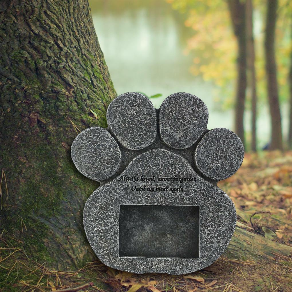 Buy Pet Memorial Stone Outdoor Paw Printed Headstone Patio Resin ...