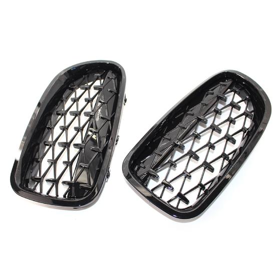 💰Köp billigt online 2Pcs Kidney Black Front Grill Grille Durable Gloss ...