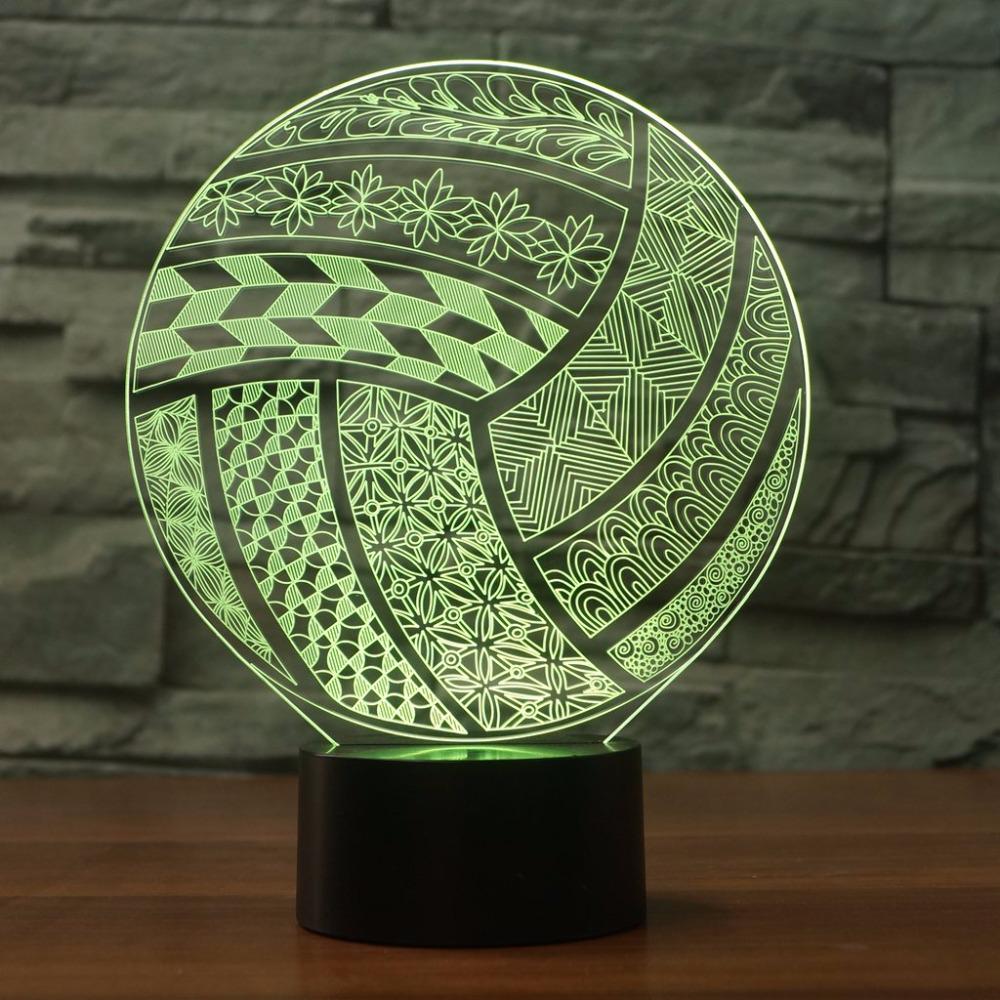 Volleyball LED 3D Night Light Desk Lamp Bedroom Light Remote 7 Color ...
