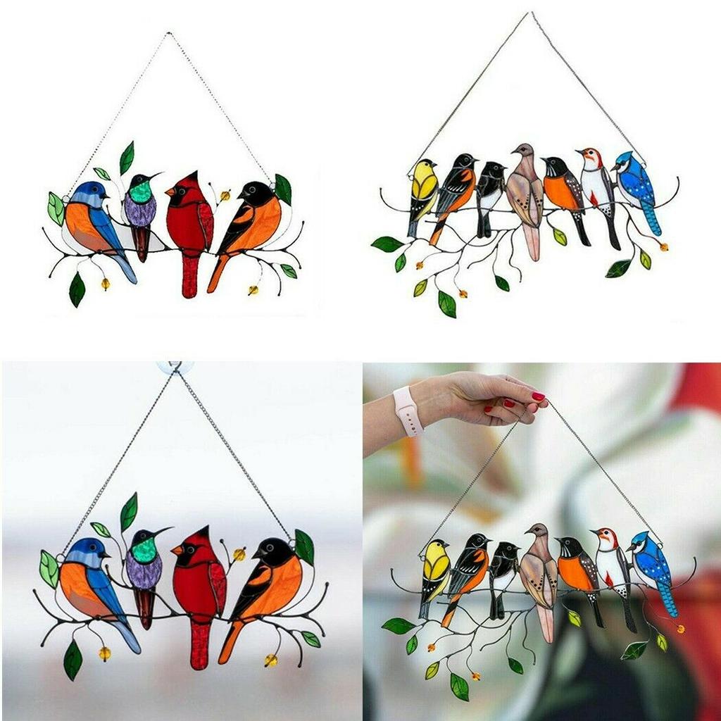 Buy 1pcs Mini Stained Bird Hangings Wall Hanging Birds Decor Room ...