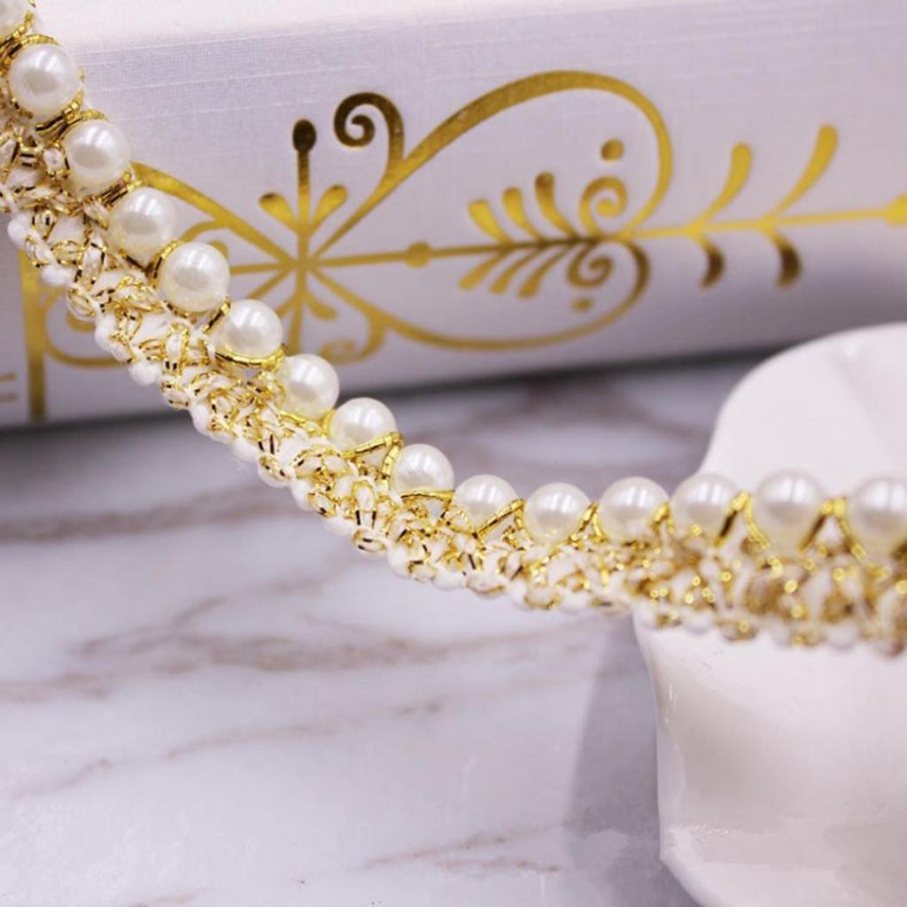 Buy Yousheng 1 Yard Faux Pearl Beaded Lace Ribbon Wedding Dress Belt ...