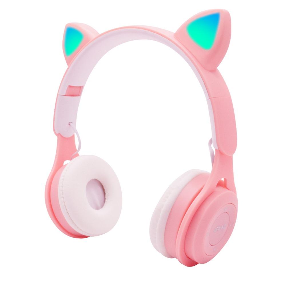 Cheap with Mic Control Wireless Bluetooth Headset LED Lights Cat Ear ...