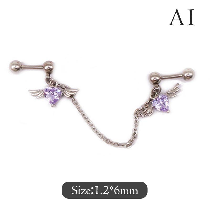 Angel Wing Heart Double Lobe Helix Piercing Earring Chain Cartilage ...