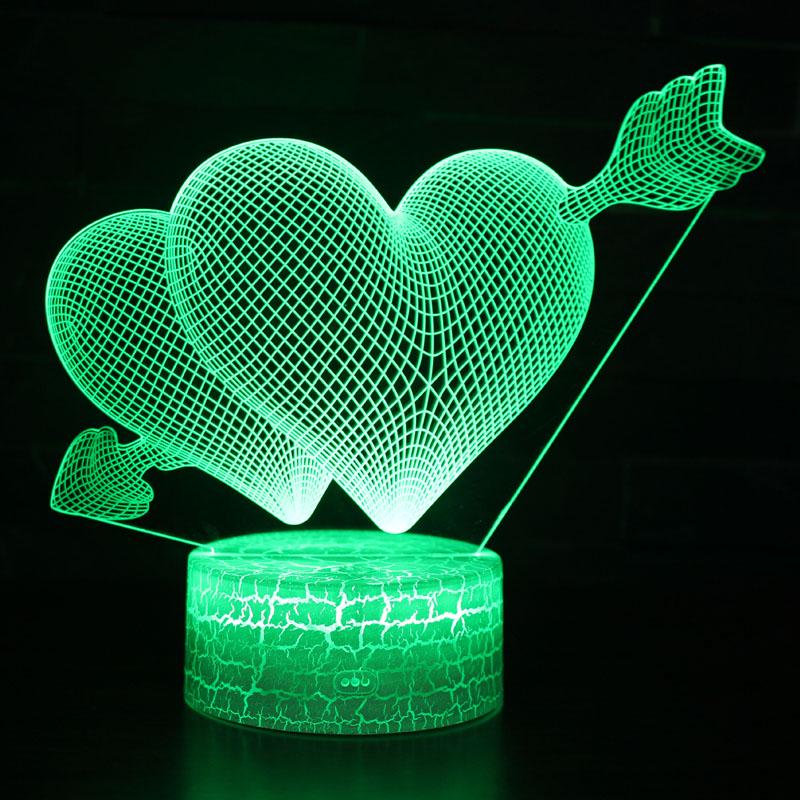 Love Pattern Night Light LED 7 Color Changing Home Bedroom Lamp Holiday ...