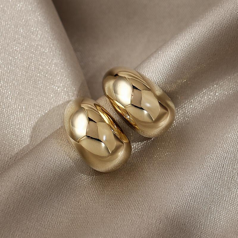 Cheap Simple Pea Shaped Copper Alloy Gold Color Drop Earrings For Women ...