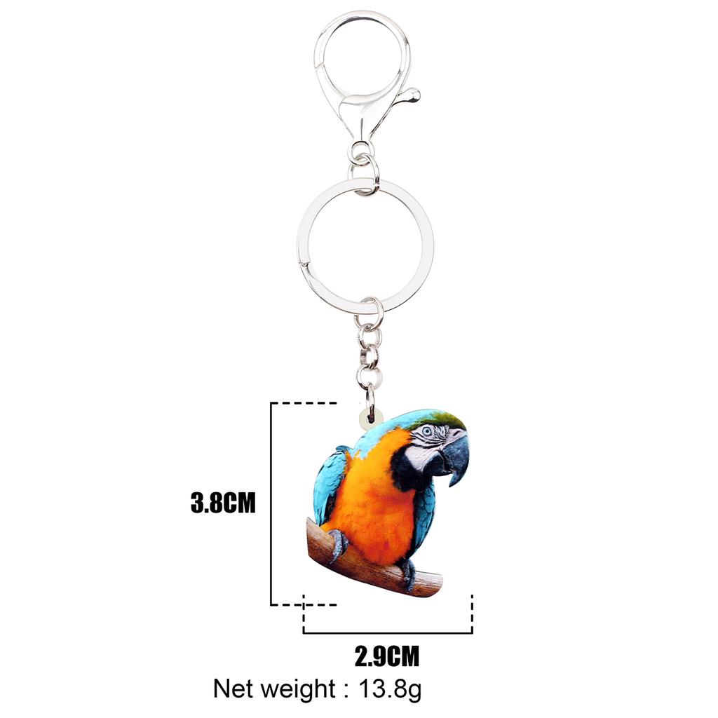 Buy Acrylic Blue-and-Yellow Macaw Parrot Bird Key Chains Ring Tropic ...