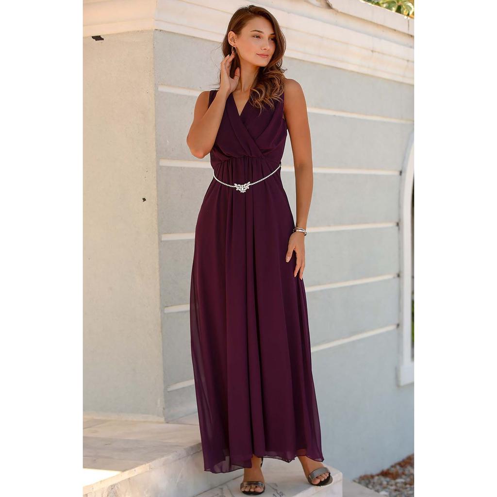 Buy Purple Women's Long Chiffon Evening Dress With Arch at affordable ...