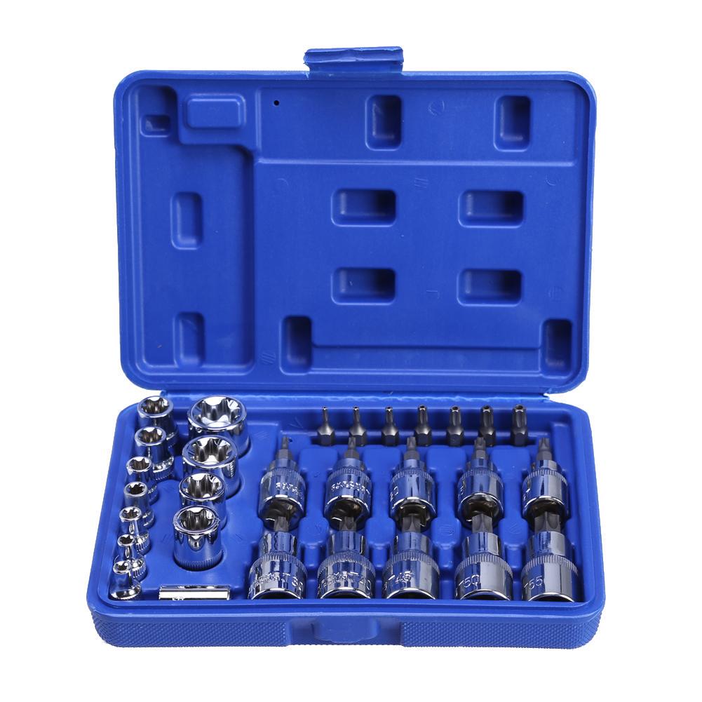 Buy 29PC Torx Star Socket Set & Bit Male Female E & T Sockets With Torx ...
