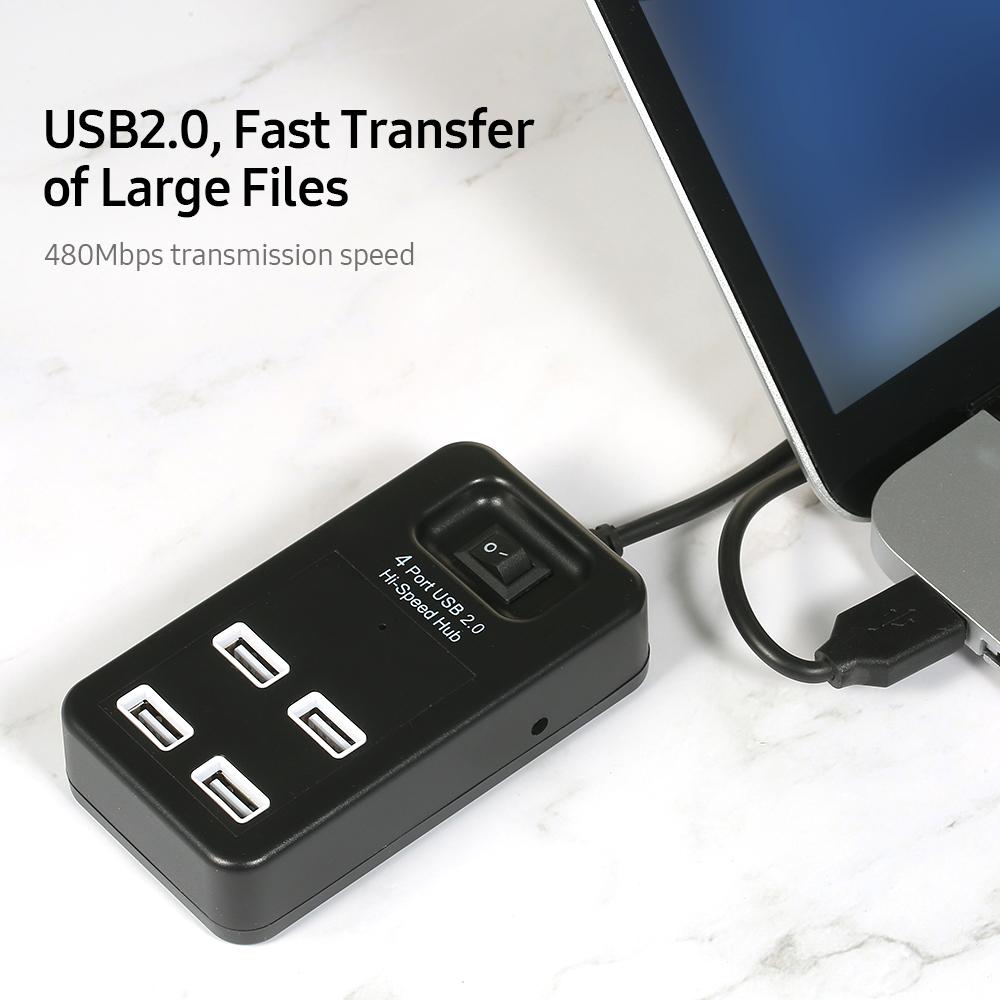 4 Port Usb 2.0 Hi-Speed Hub Simultaneous Use Fast Transfer Of Large ...