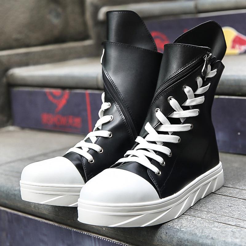 Male High Top Motorcycle Boots Men Moto Motocross Riding Boots Military ...