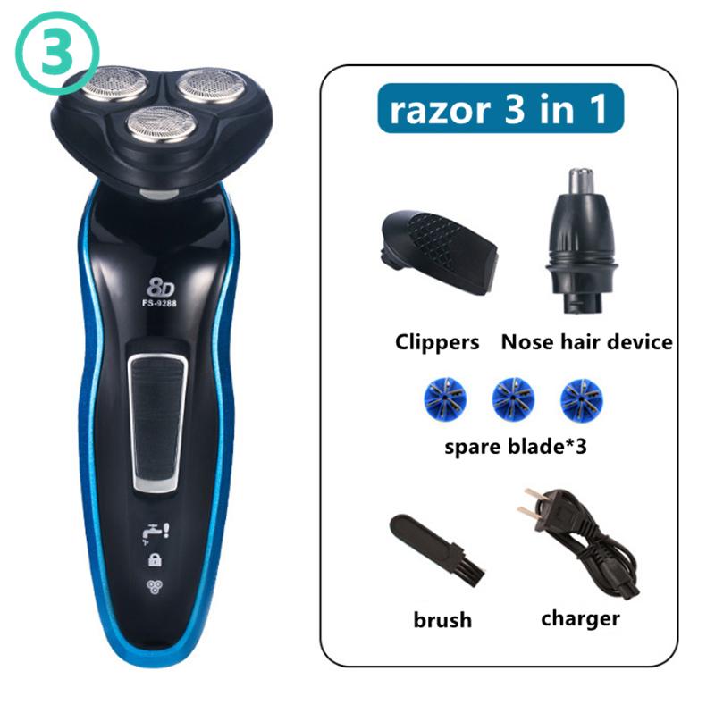 Rechargeable Electric Shaver Floating Beard Razor Wet-Dry Dual Use ...