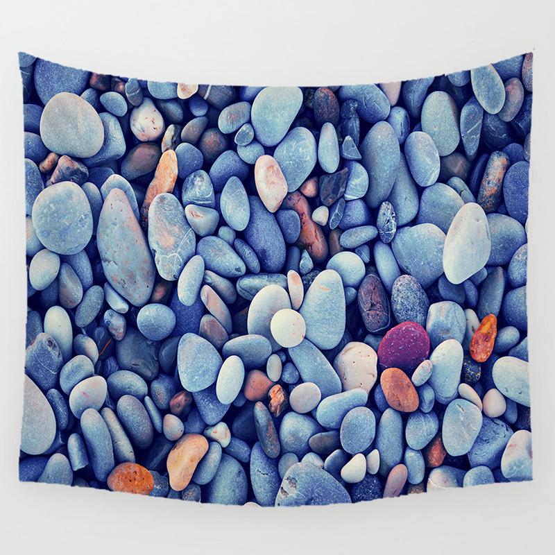 Cheap Pebble powder warm sky seaside tapestry wall hanging artist ...