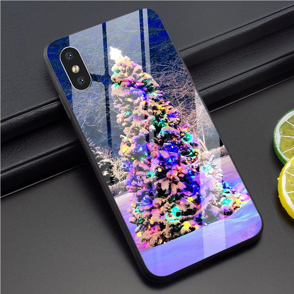 Buy Phone Case for iPhone X Christmas Xmas Tempered Glass Print ...