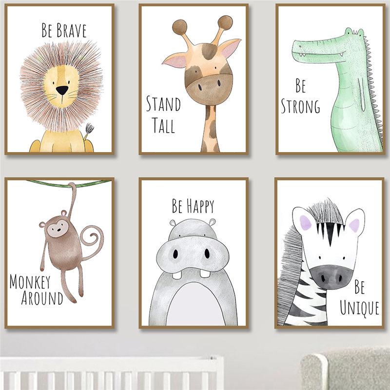 Cheap Nursery Prints Cartoon Animal Posters Inspirational Quote Giraffe ...