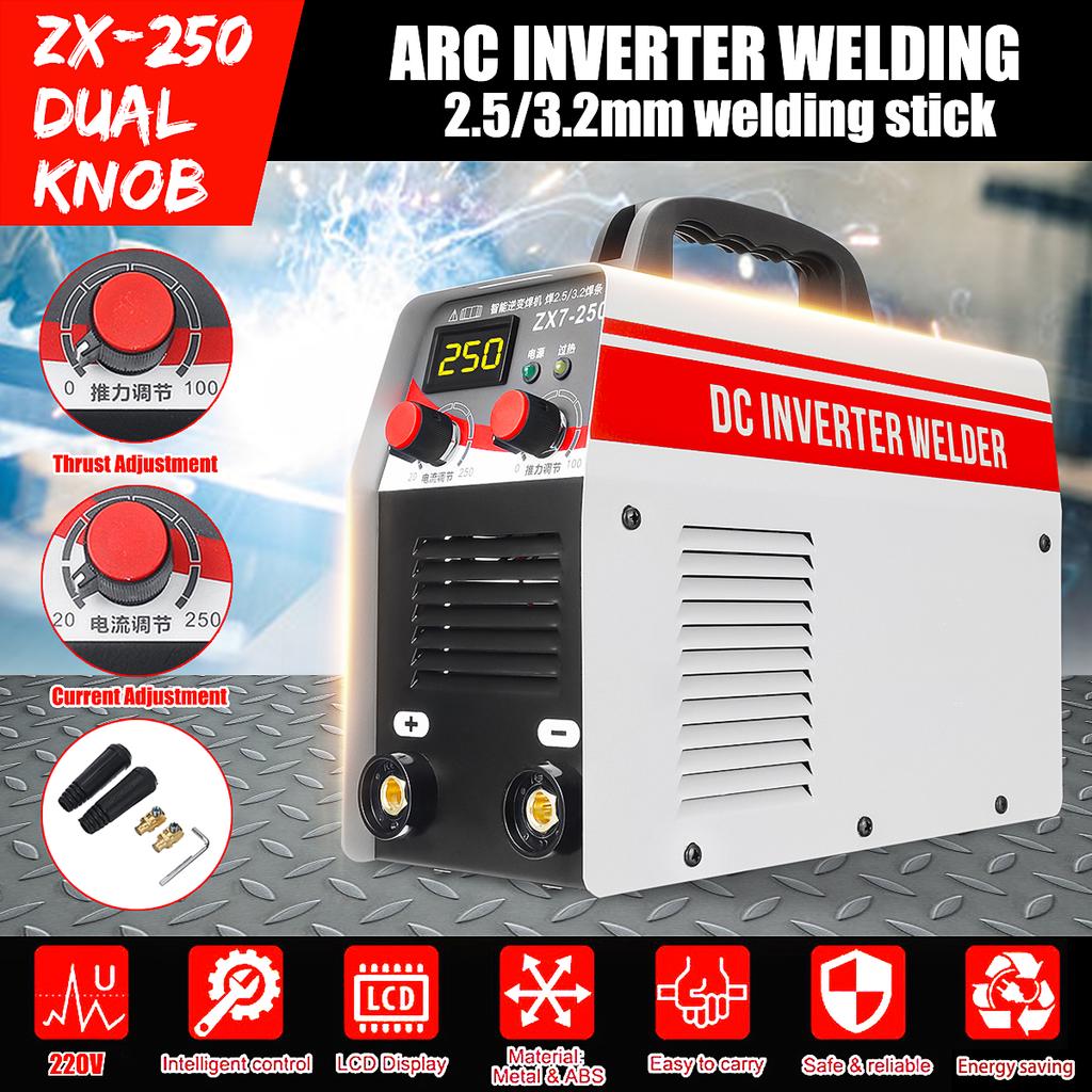 220V ZX7-250 250 amp MMA palo soldador máquina de soldadura IGBT inversor ARC Force cobre ...