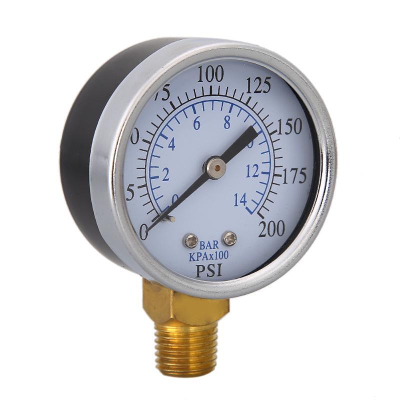 1/4" NPT 0-200 PSI Air Compressor Hydraulic Pressure Gauge 2" Face Side ...