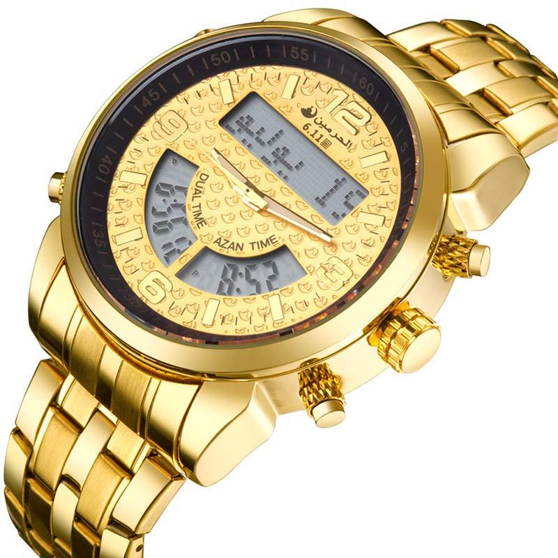 Buy LED Digital Dual Time Azan Watch New Stainless Steel new cool ...