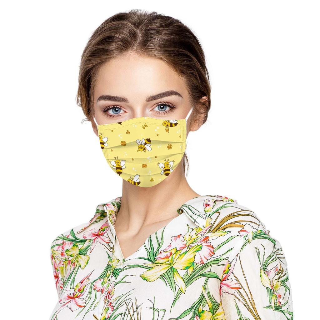 Buy 10pcs Adult Bee Print Masks for Protection Face Mask Disposable ...