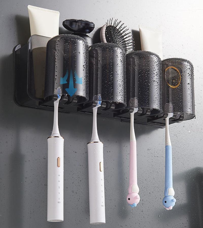 Buy Toothbrush Rack Free Punch Mouthwash Cup Brushing Cup Wall-mounted ...