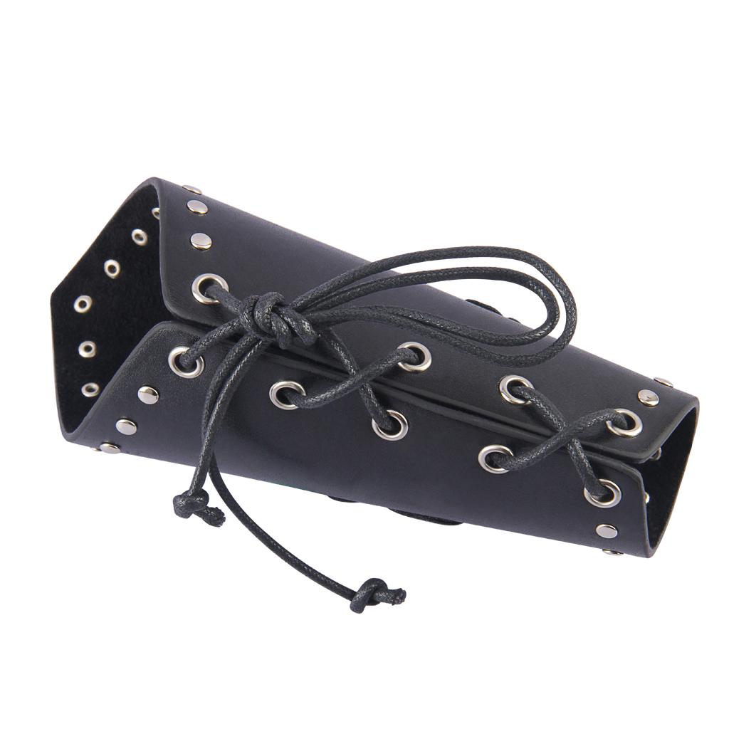 Buy Punk Gothic PU Leather Skeleton Gauntlet Bracelet Wristband Cuff ...