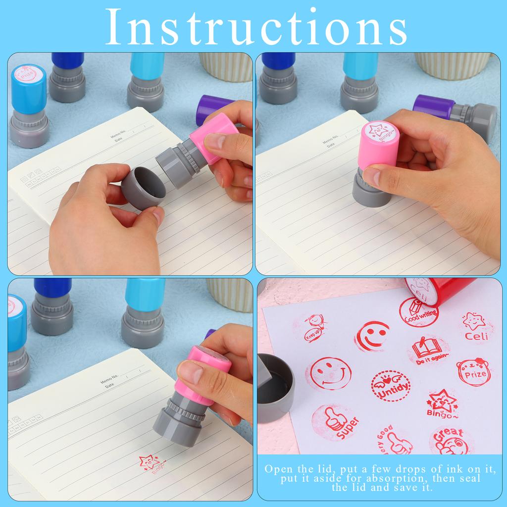 Buy 15Pcs Teacher Stamp Automatic Inking Rubber Stamp Teacher Sensitive ...