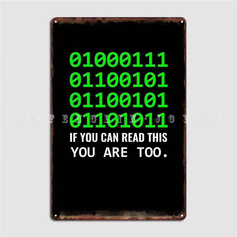 Satın alın Geek Binary Code Poster Metal Plaque Funny Mural Plaques ...