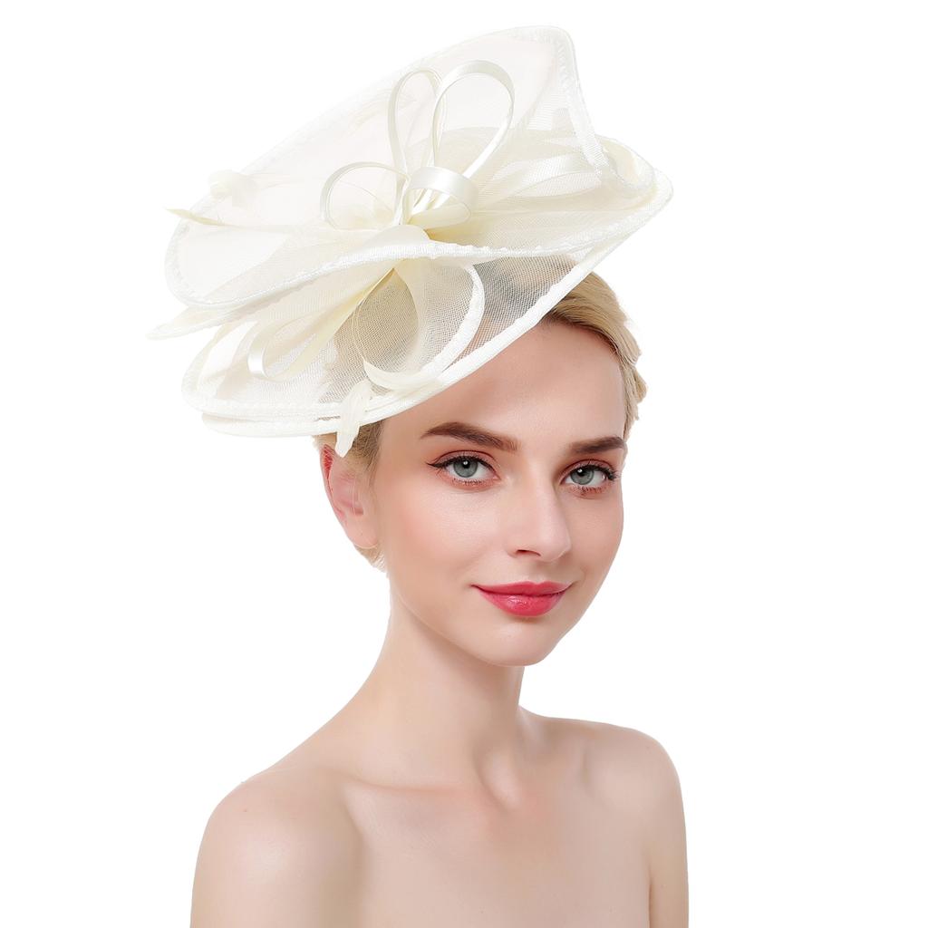 Buy Women' Feather Sinamay Net Hat Headband Fascinator Wedding Day ...