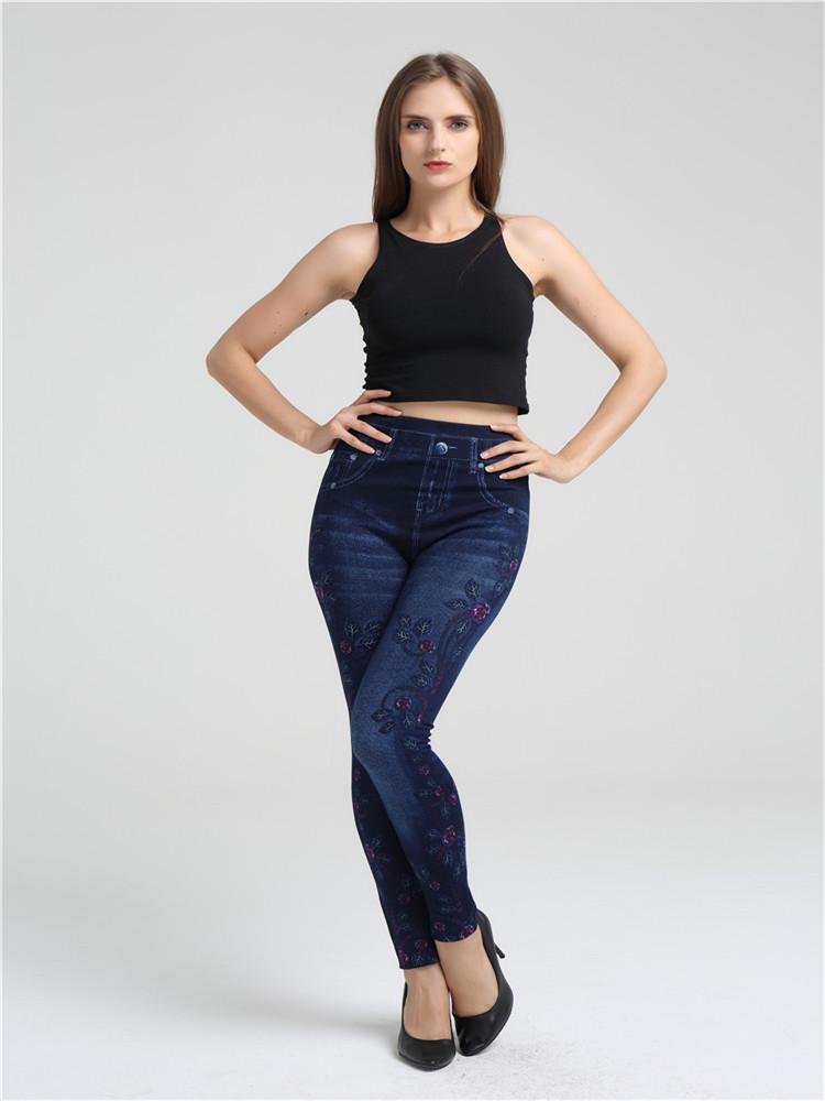 Buy S-4XL Sexy Tight Cotton Faux Jeans Slim Fit Leggings Faux Denim ...