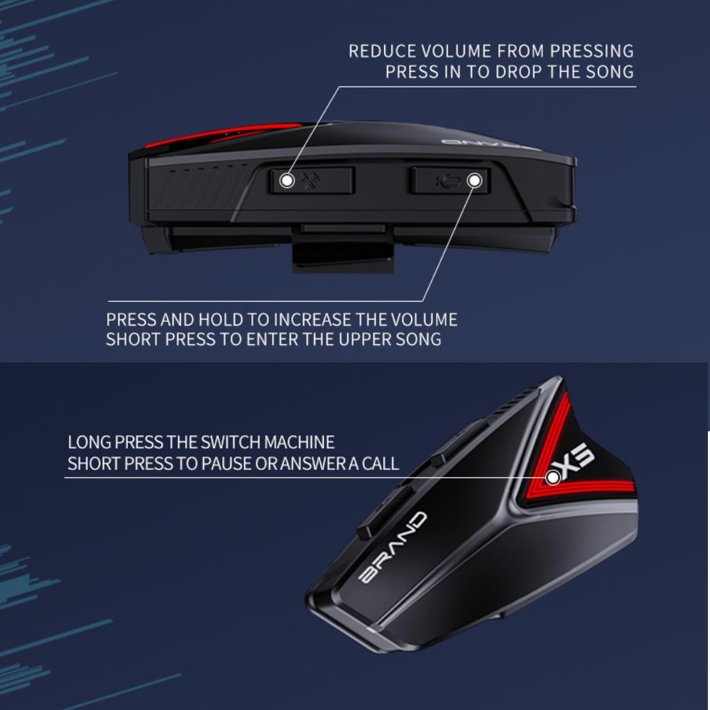 Cheap X5 Bluetooth 5.0 Motorcycle Helmet Headset IP65 Waterproof ...