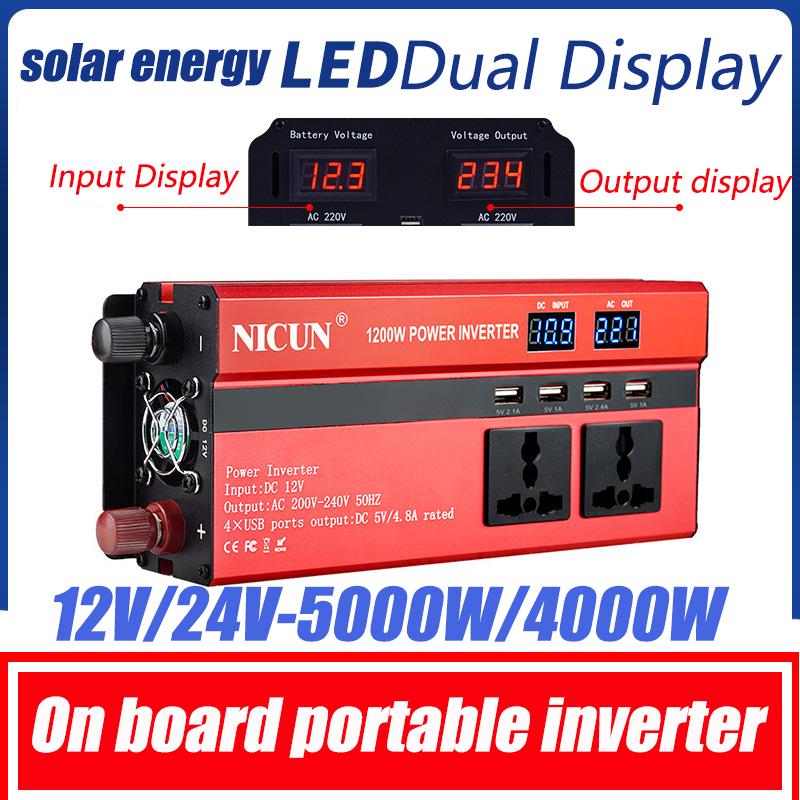 Buy 12V/24V48V60V LED Dual Display Solar Portable Row Plug Inverter at ...