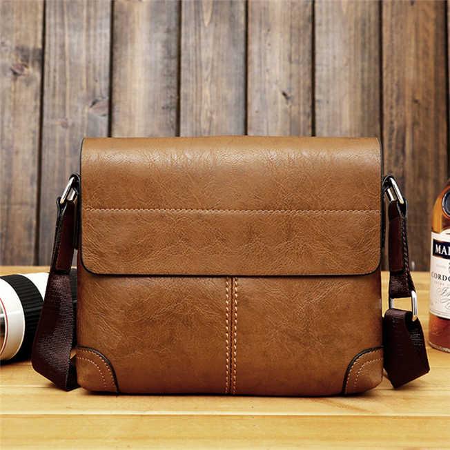 Buy Men PU Leather Men's Shoulder Diagonal Package Leisure Business ...