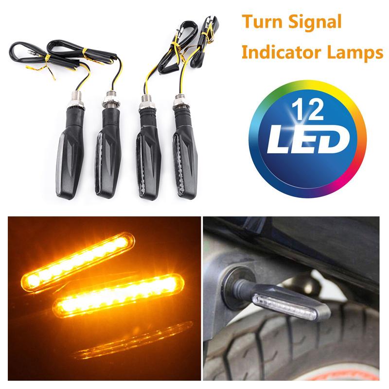 4Pcs Universal Motorcycle 12 Led Turn Signal Indicators Blinker Light ...