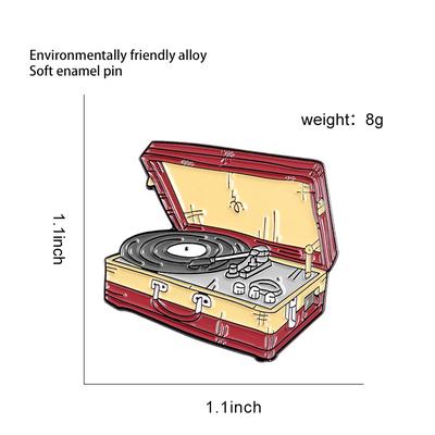 Retro Vinyl Record Enamel Pin 80's Suitcase Gramophone Player Nostalgic ...