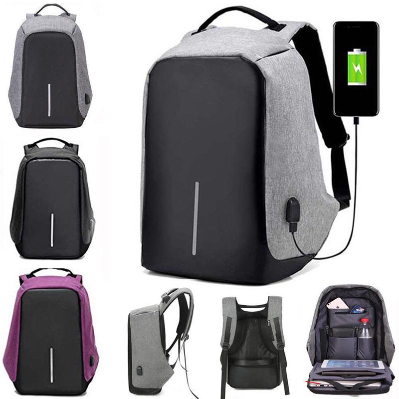 Anti-Theft Waterproof Backpack External USB Charge Port Laptop School ...
