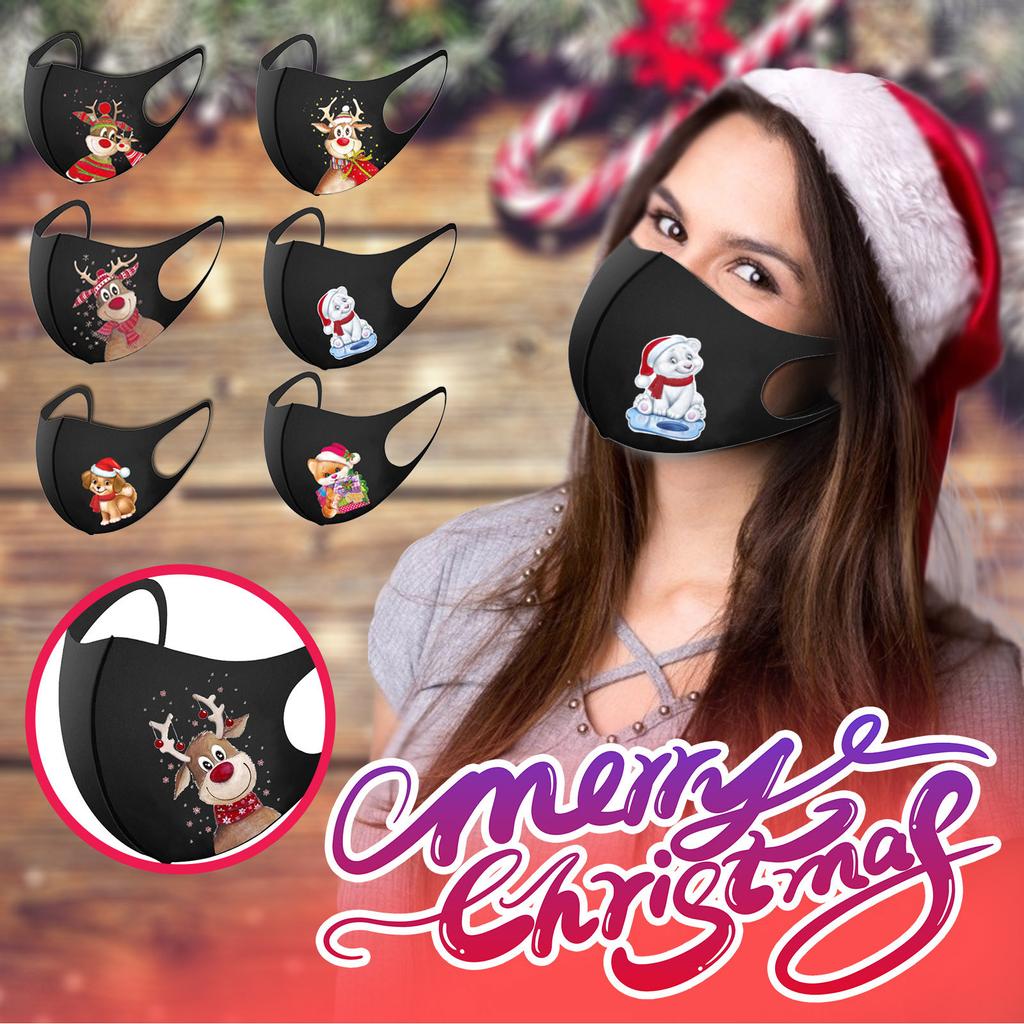 Buy Adult Christmas Deer Head Printed Pet Ice Silk Mask 6PC at ...
