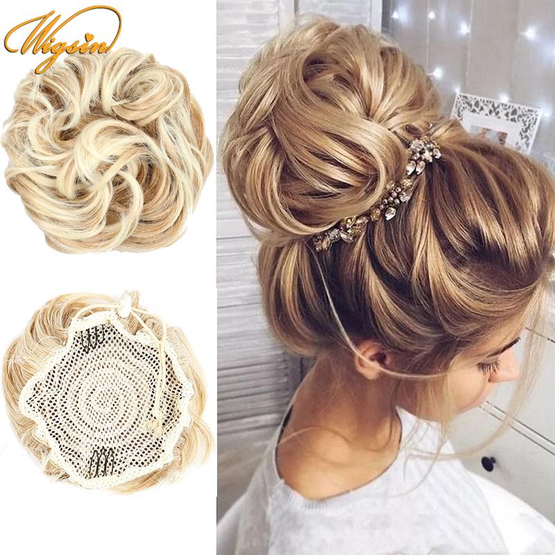WIGSIN Short Curly Messy Drawstring Synthetic Hair Buns Dount Chignon ...