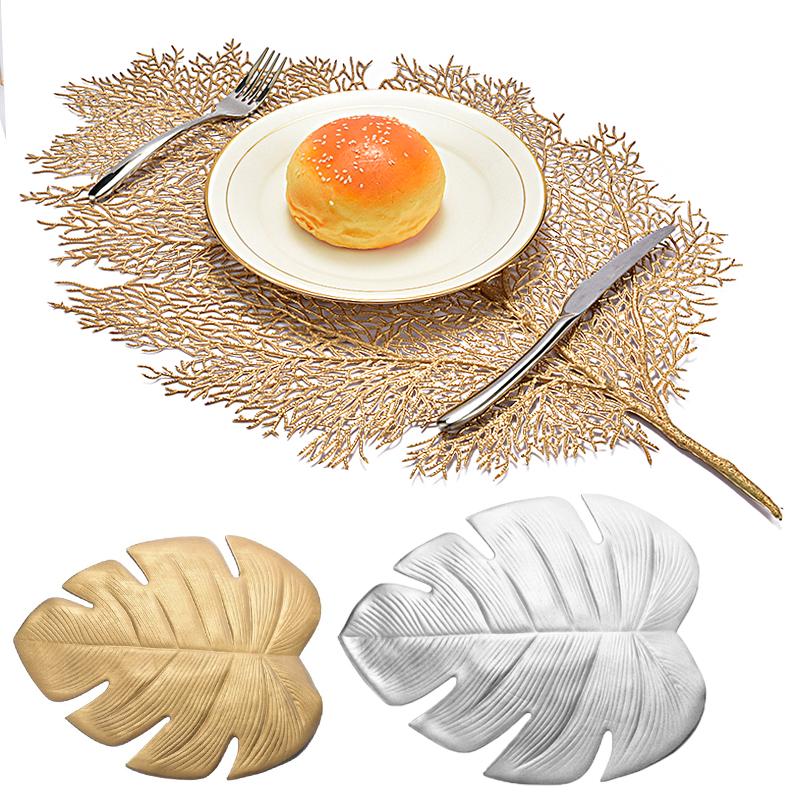 1PC Decorative Table Pad Place Mat Plant Palm Leaf Tableware Accessorie ...
