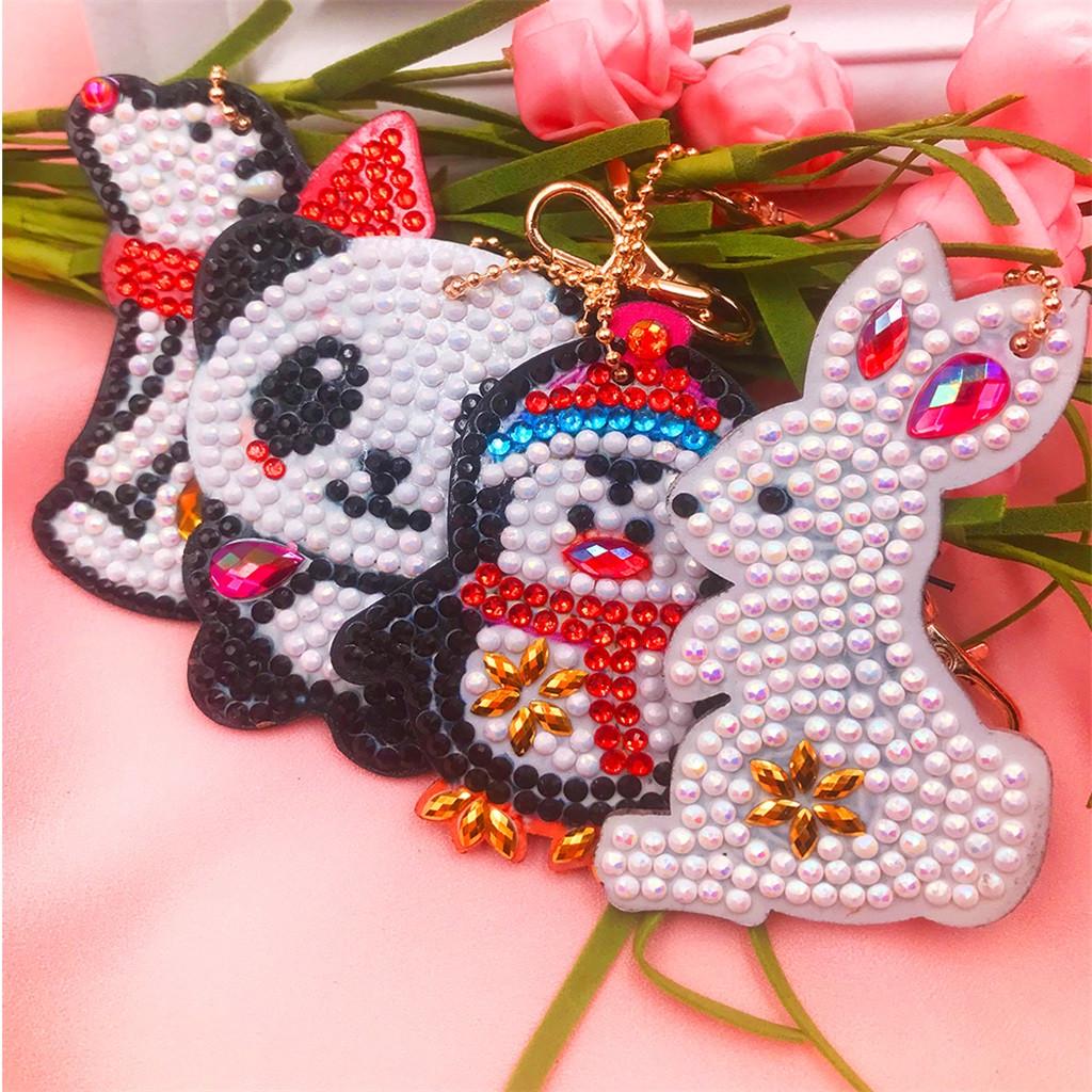 Full Drill 5D DIY Diamond Painting Key Chains Keyring Keychain Pendants ...