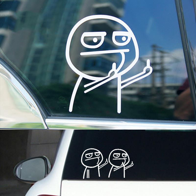 Cartoon Funny Middle Finger Reflective Car Stickers Motorcycle Decals ...