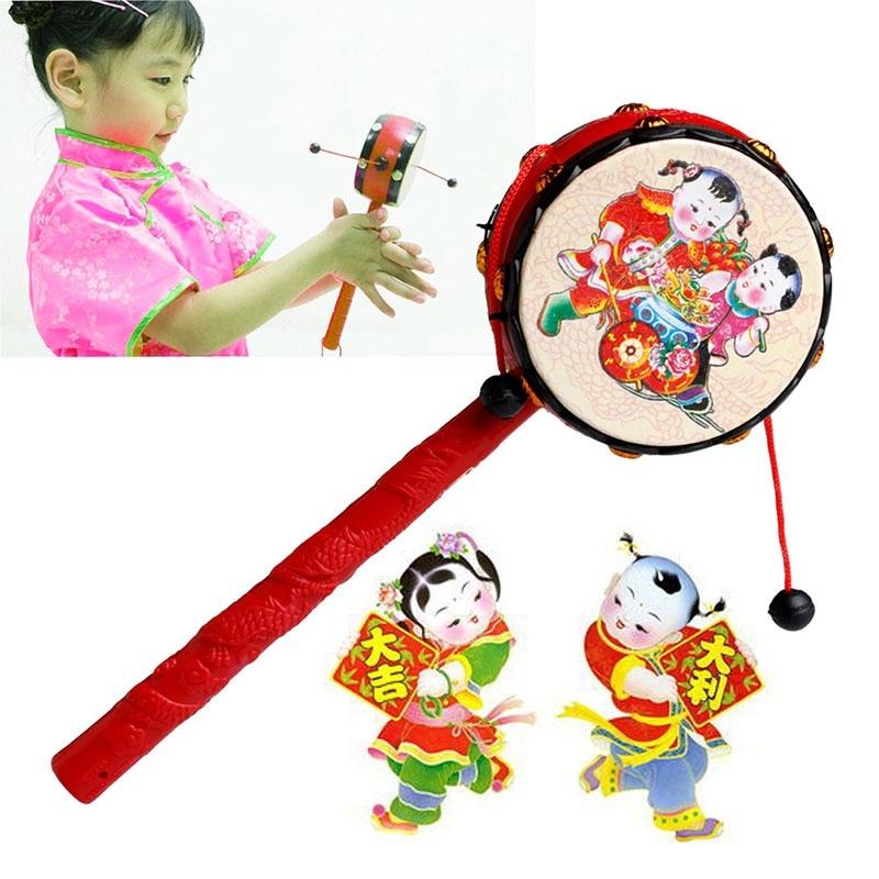 Buy Chinese Traditional Spin Toy Rattle Drum Kids Cartoon Hand Bell ...