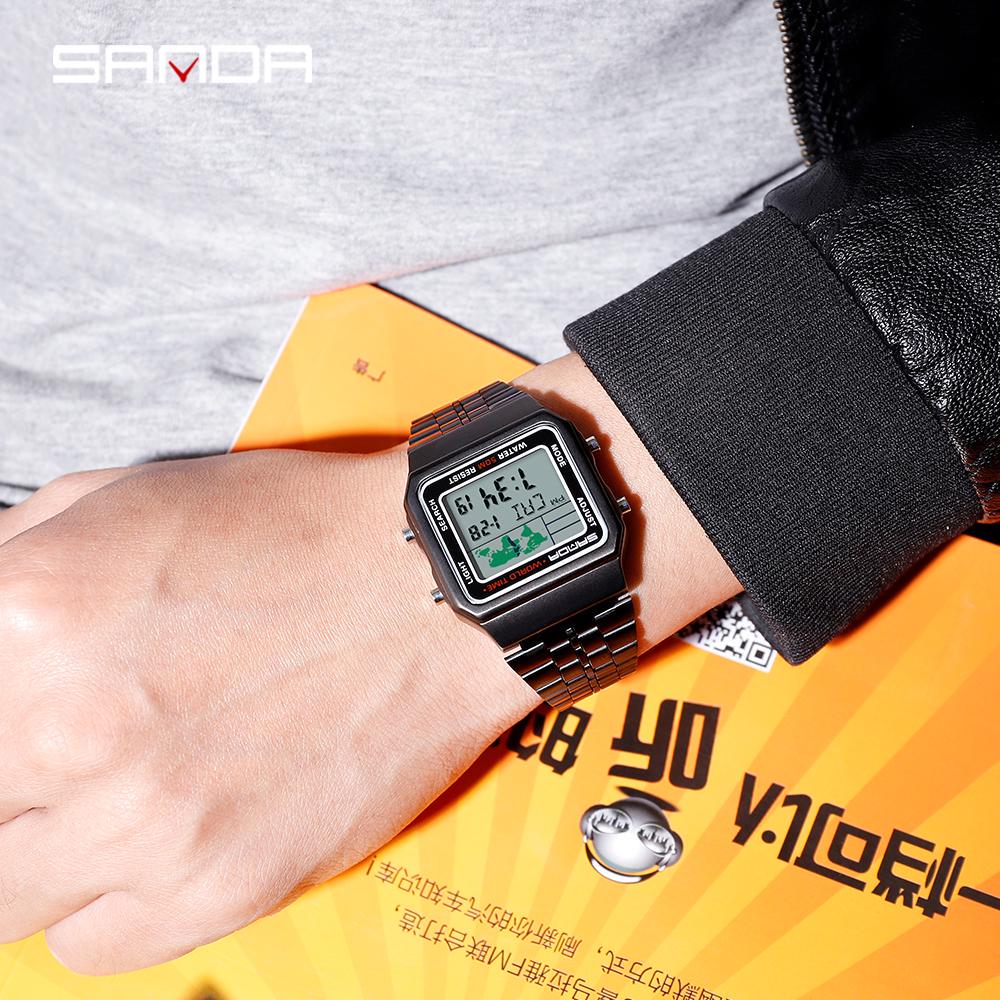 Buy 2021 SANDA Rose Gold Men's Watches Top Brand Luxury LED Digital ...
