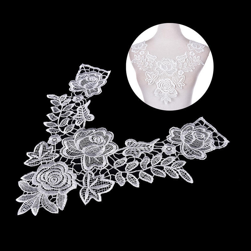 Buy 1Pc Embroidered Floral Lace Neckline Neck Collar Trim Clothes ...