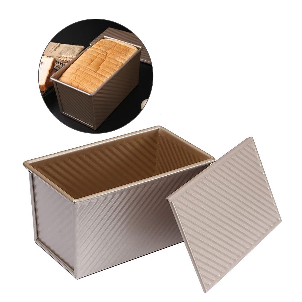Bread Loaf Pan with Cover Non-stick Rectangle Flat Toast Box Mold for ...