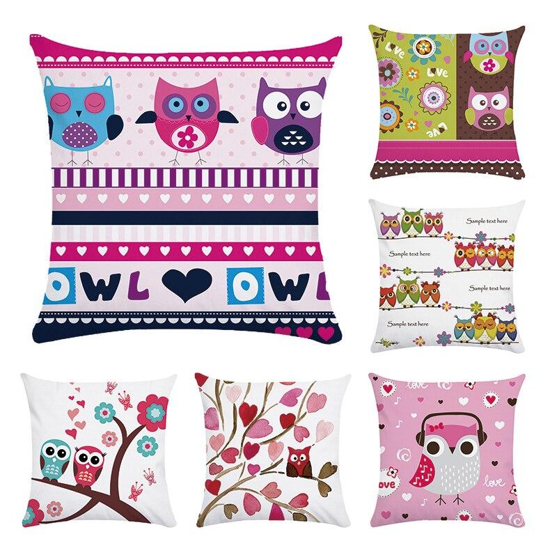 Cheap cartoon owl pillowcase cotton Polyester valentine chair waist ...