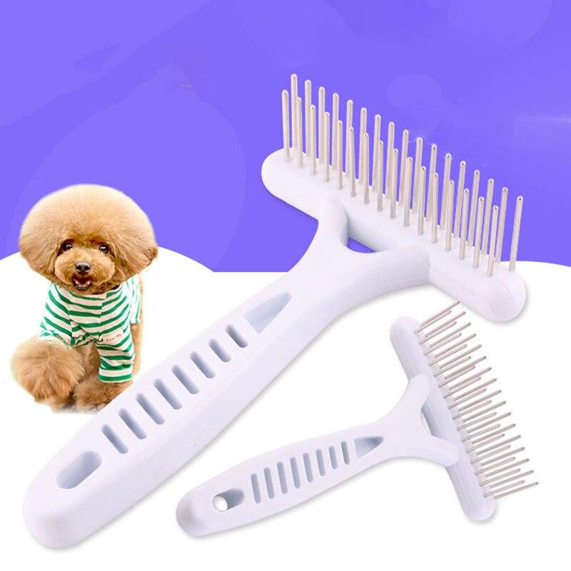 Buy Double Row Pet Comb Stainless Steel Pins Dog Cat Grooming Undercoat ...