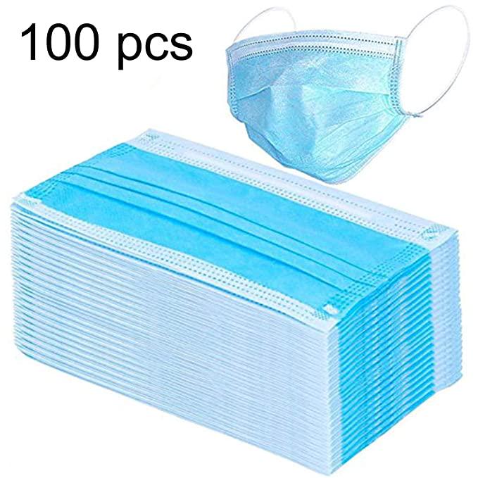 Buy 3-Ply Disposable Face Mask Dust Mask Face Masks with Elastic Ear ...