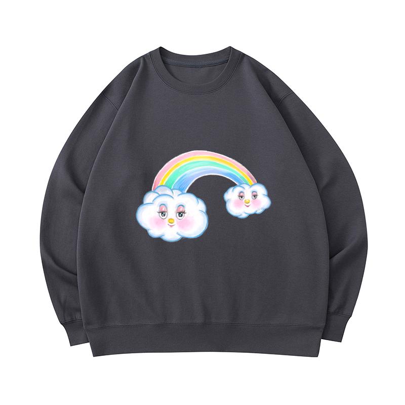Buy Men's 300 GSM 100% Cotton Sweatshirt Rainbow Clouds Print Street ...